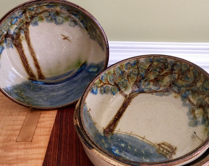 Janet Resnik Studio Art Pottery Bowls. Set of 3 Signed Dishes With Tree ...
