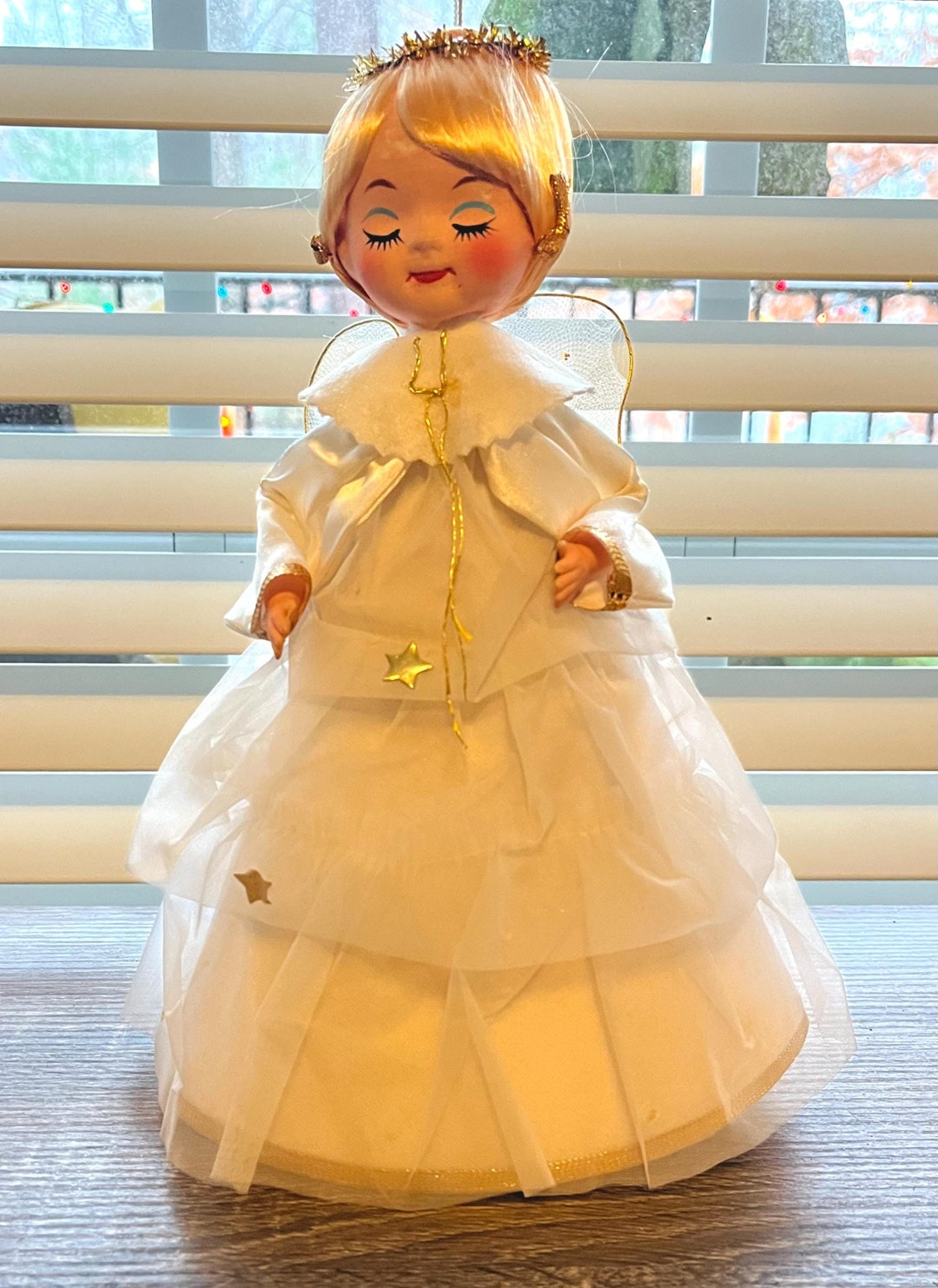 Christmas Angel With Halo Tree Topper. Angel With Mesh Wings, Felt ...