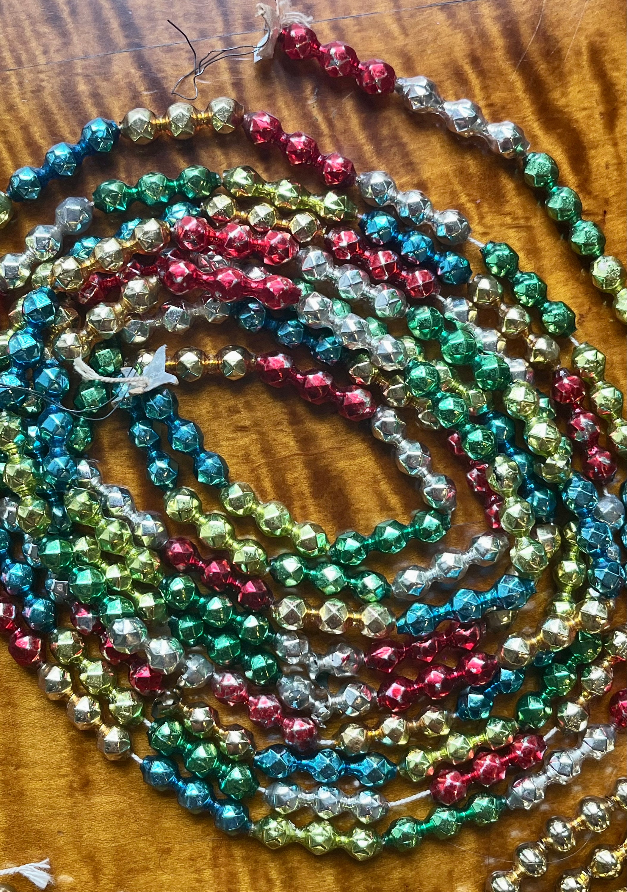 Mercury Glass Bead Garland. Choice of Rainbow Multi-color, Gold or Pink ...
