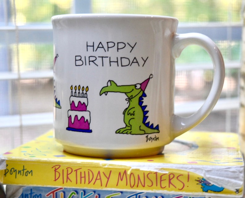 Boynton Happy Birthday mug. Dragon lighting birthday candles | Etsy