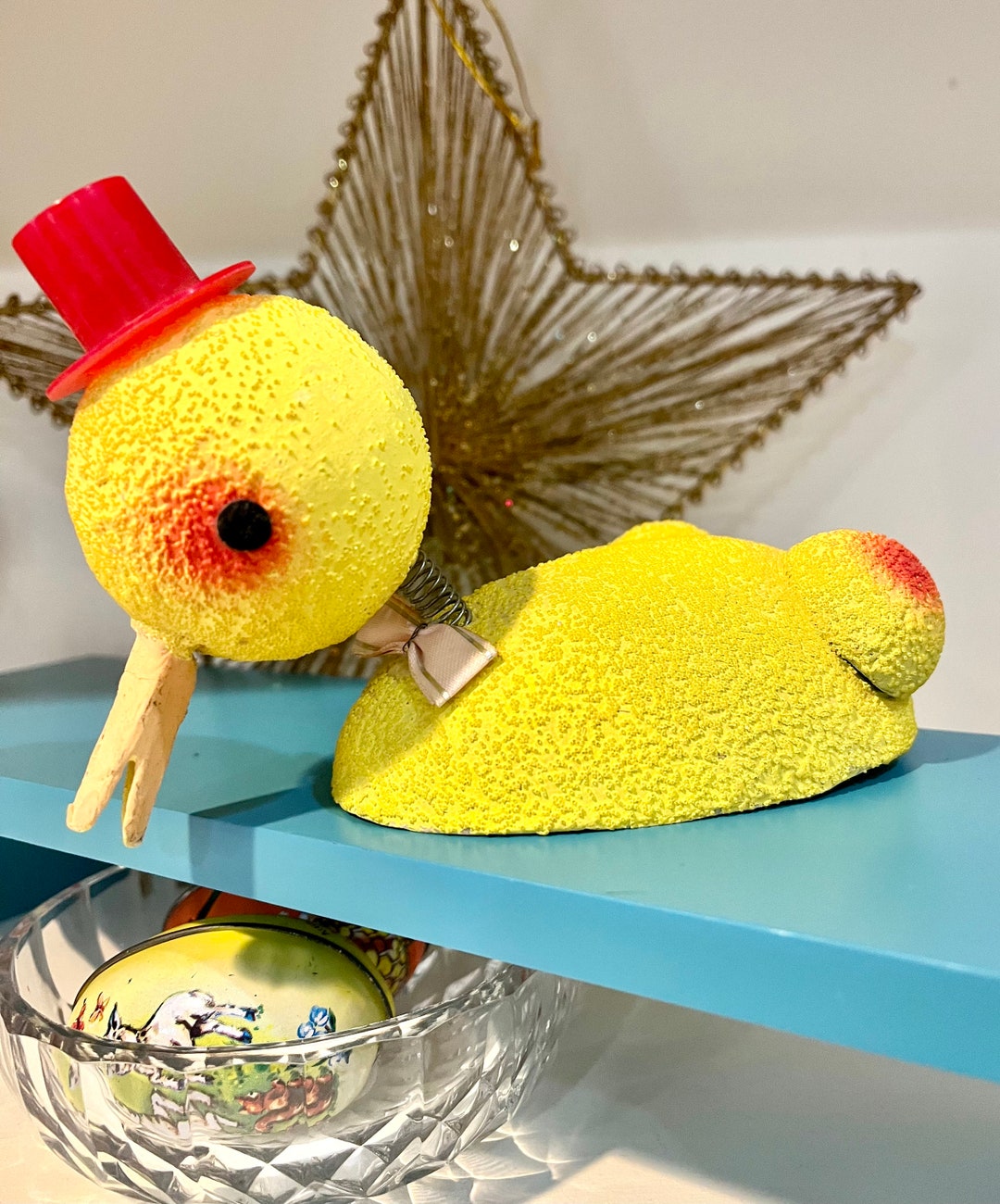 Paper Mache German Nodder Duck Chick Candy Container Lid. Vintage ...