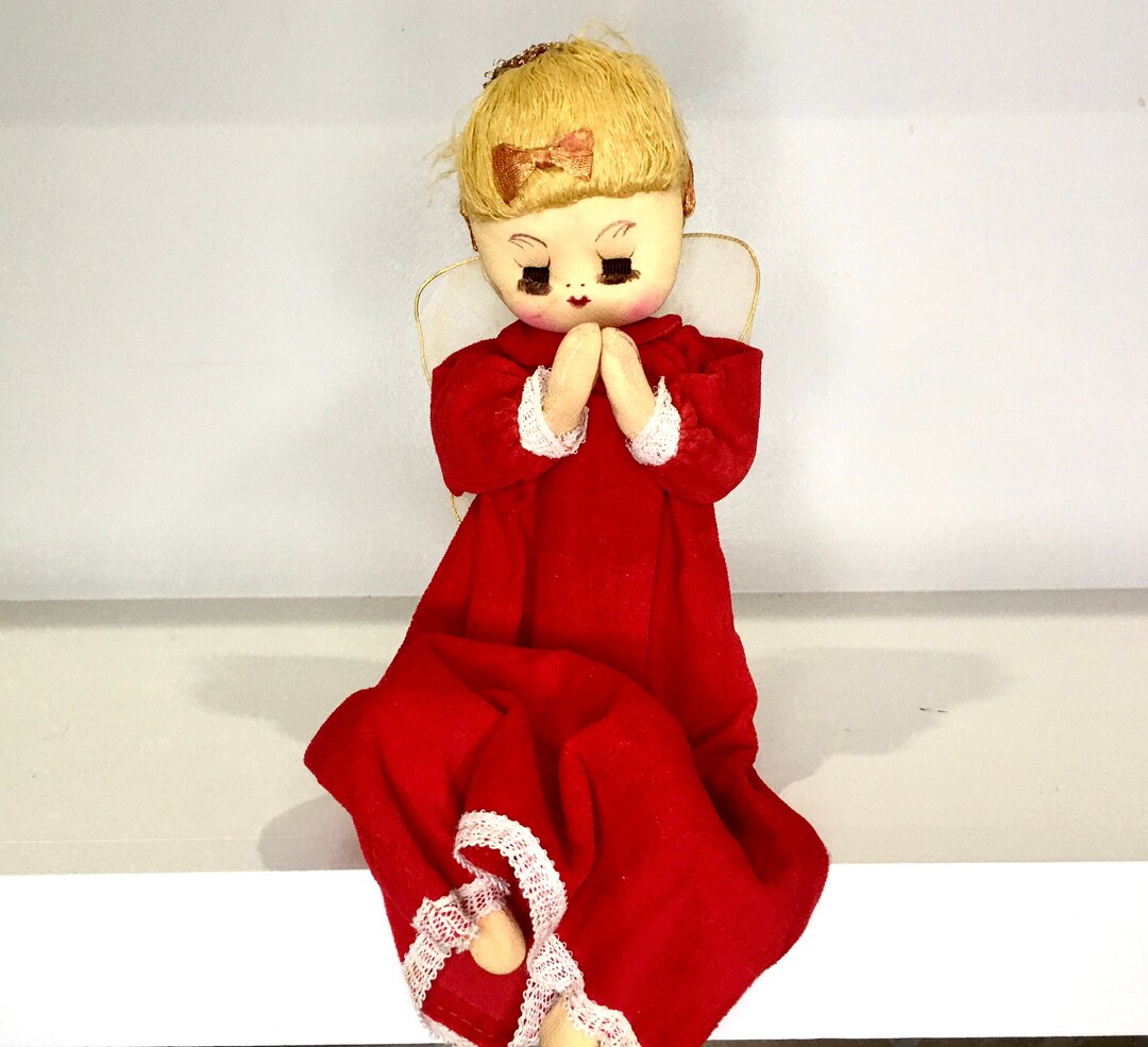 Japan Christmas Posable Shelf Sitter Angel Doll. Stockinette Angel With ...