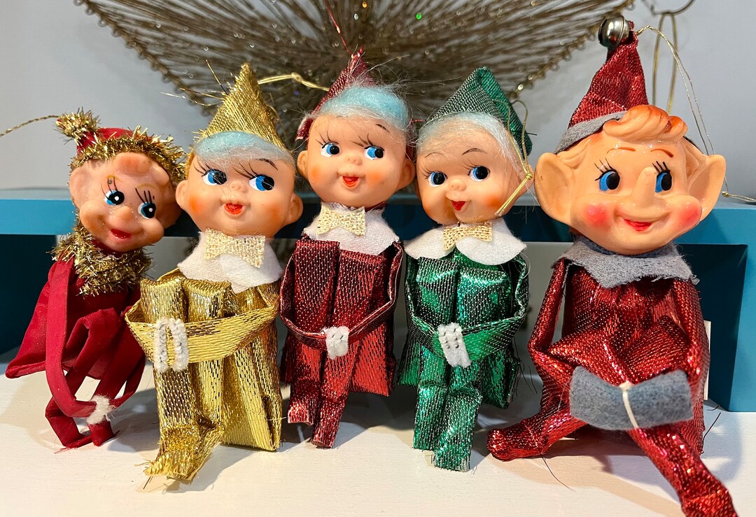Vintage Knee Hugger Pixie Elf With Blue Hair. Lame' Tinsel Japan ...