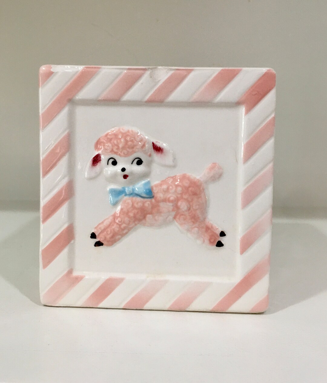 Napco Baby Block Planter, Pink Stripes, Lamb, Nursery Decor - Etsy