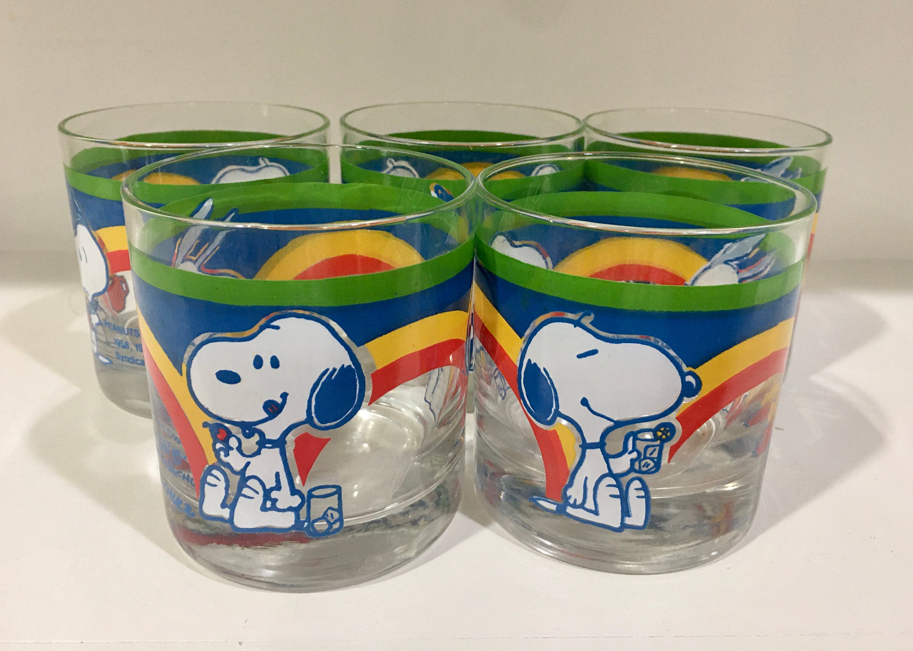 Snoopy and Woodstock Under a Rainbow Water Cocktail Highball - Etsy