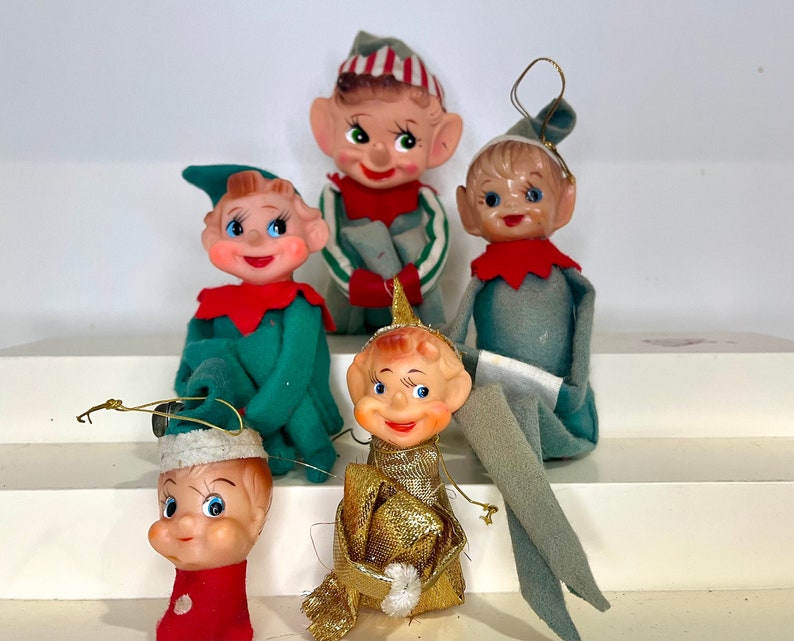 Vintage Knee Hugger Pixie Elf. Japan Christmas Metallic Shiny Felt ...