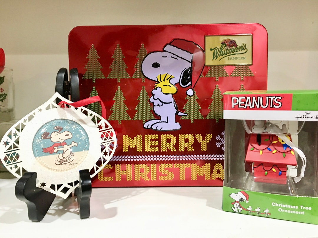 Snoopy Peanuts Ornament and Tin Lot. Whitman's Tin - Etsy