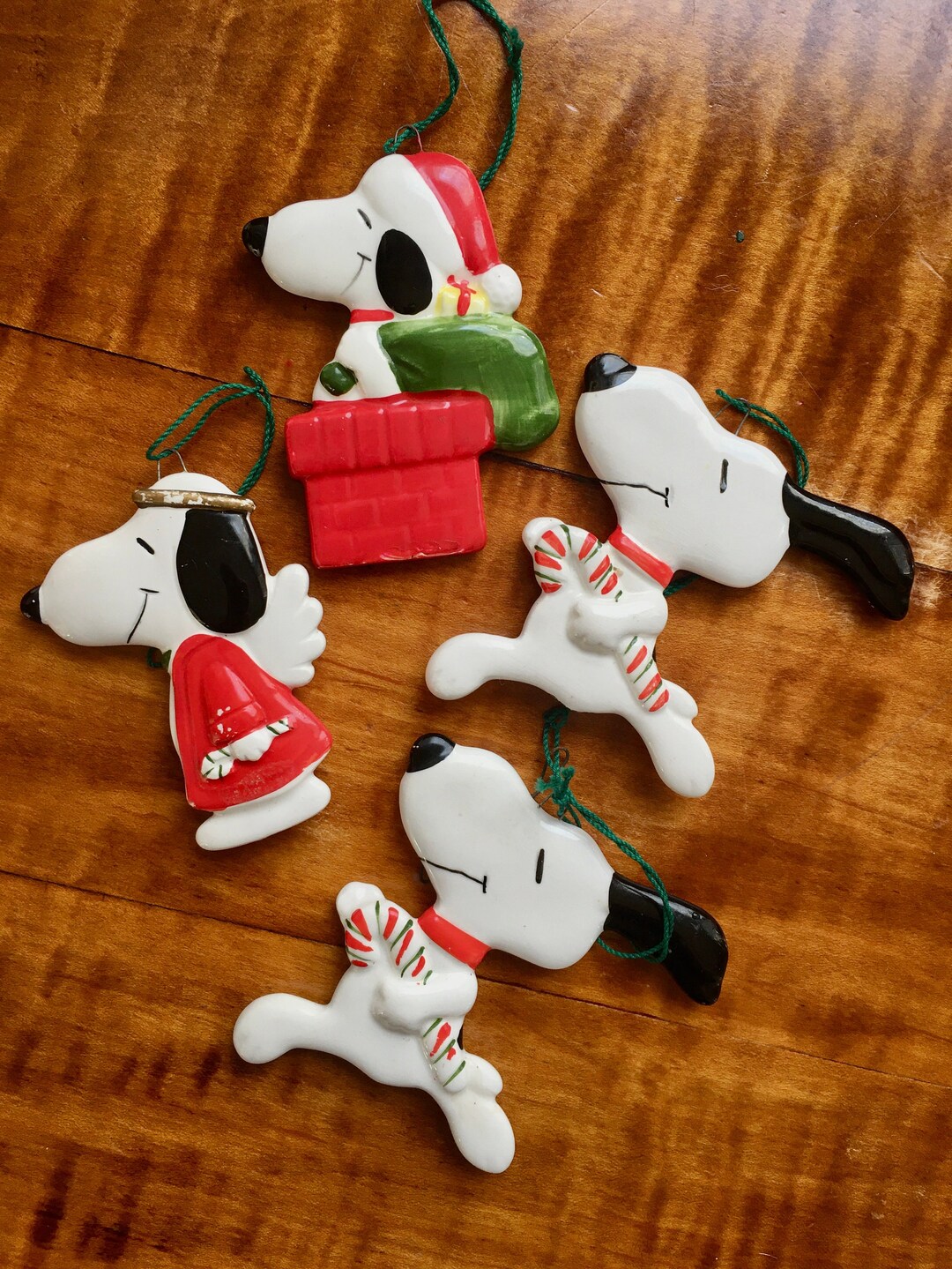 Snoopy Japan Ornament Lot. Set of 4 Flat Ceramic United Feature ...