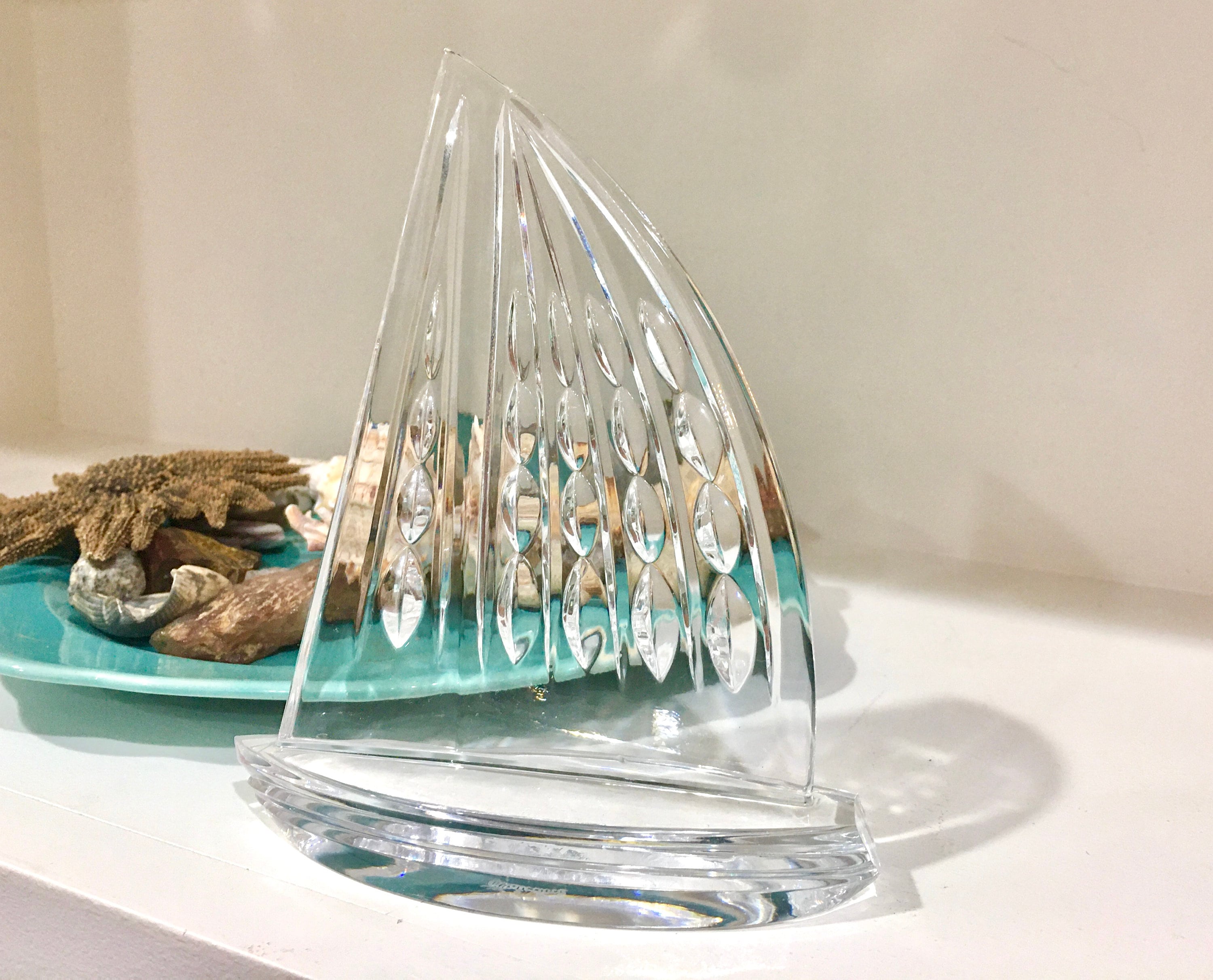 Waterford Crystal Glass Sailboat Paperweight Figurine. Signed Cut Glass ...