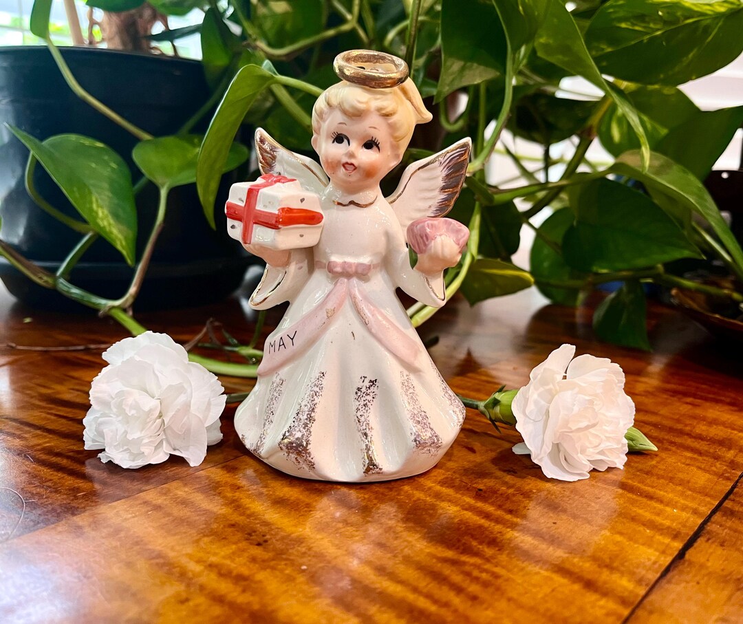 Japan May Birthday Month Girl Angel Figurine Porcelain Figure. Holding ...
