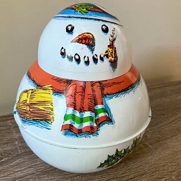 Roly Poly Tin Snowman - Etsy