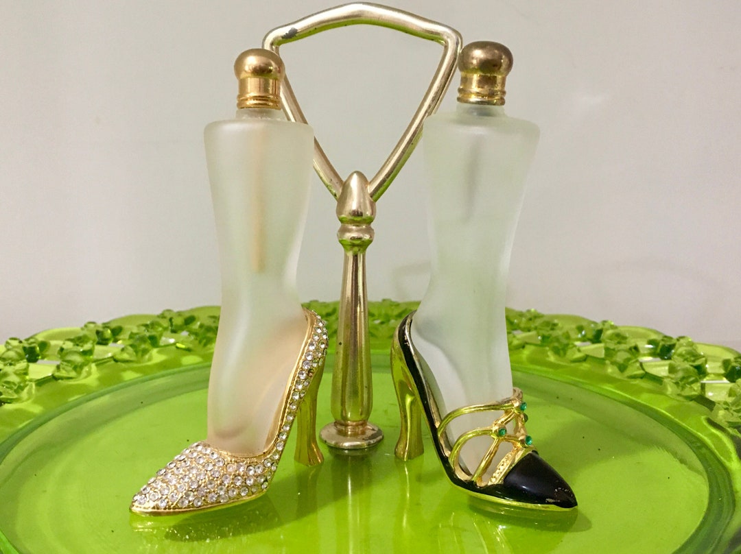 Choice of Glass Leg and Shoe Perfume Bottle With Dauber. Frosted Glass ...