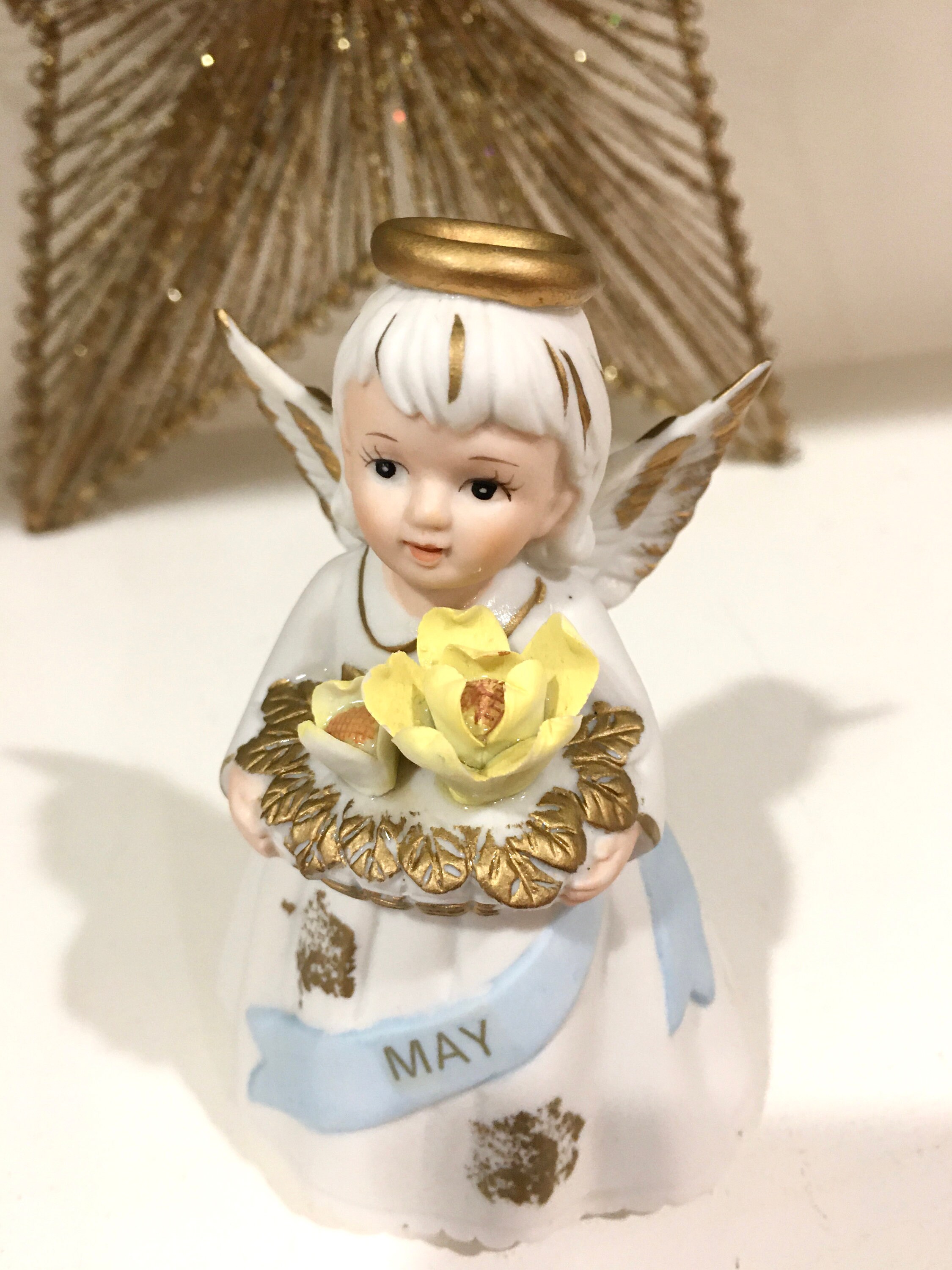 Lefton May Angel Figurine. Ceramic Porcelain Birthday Month - Etsy