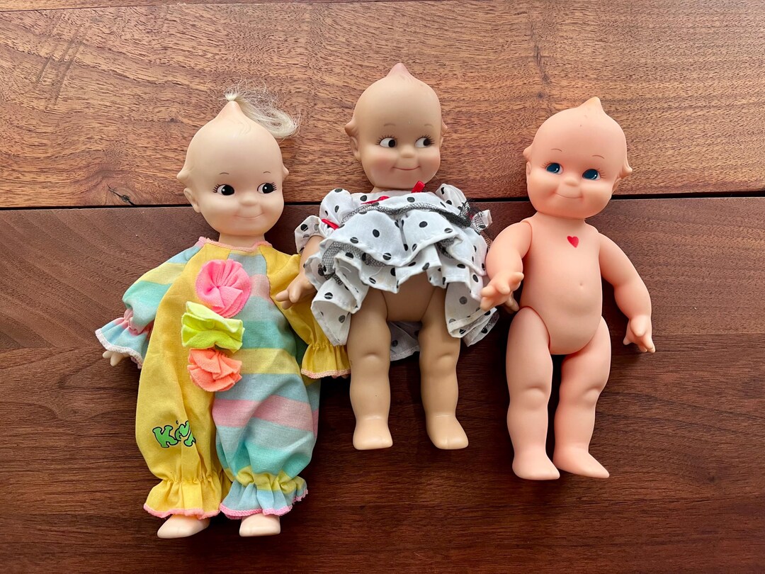 Set of Kewpie Baby Dolls Toys. Roseart, Jesco 1985, Jesco 1999. Lot of Three Rubber Plastic ...