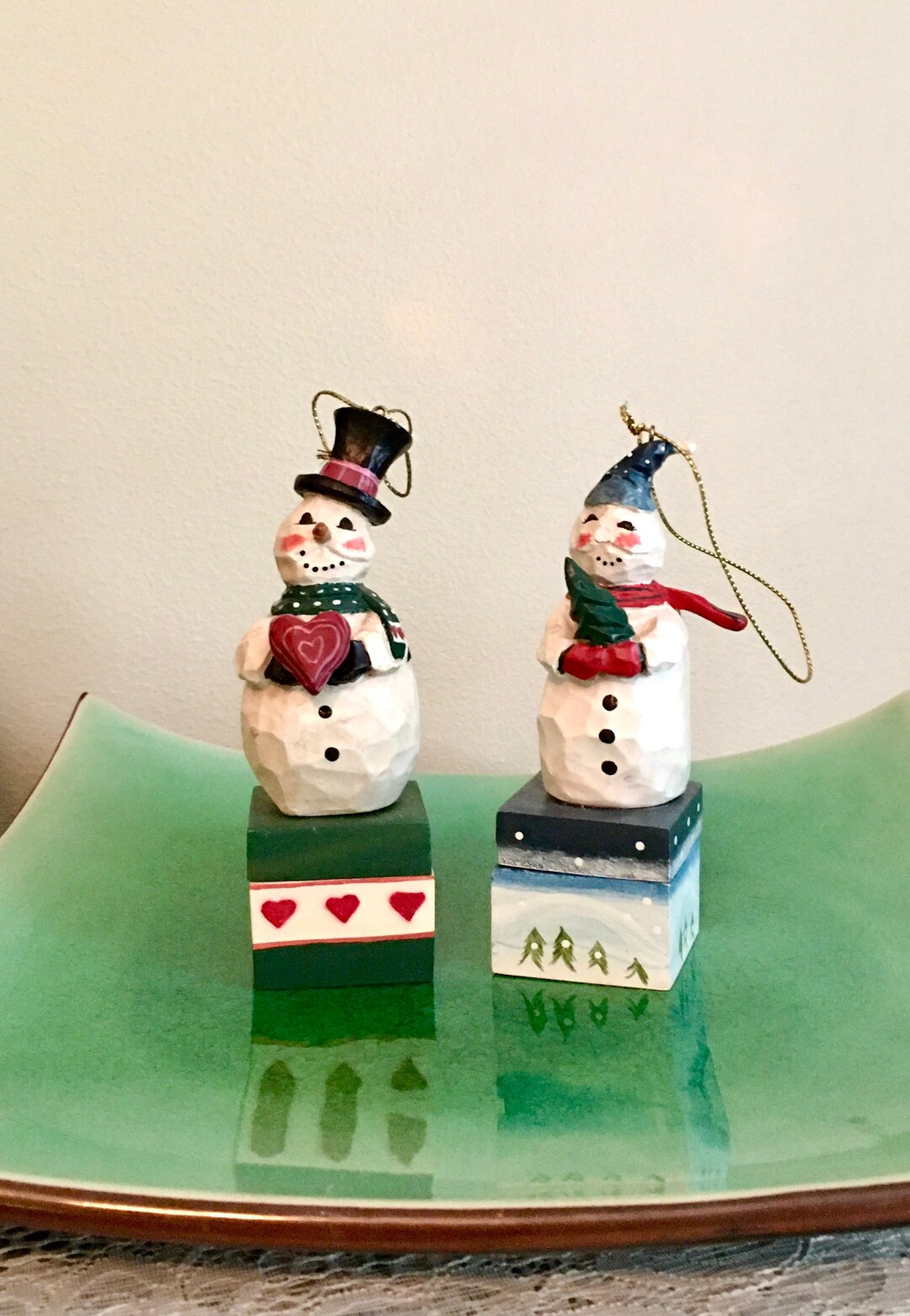House of Hatten Snowman Box Ornament Pair. Carved Snowman Box by V/s ...