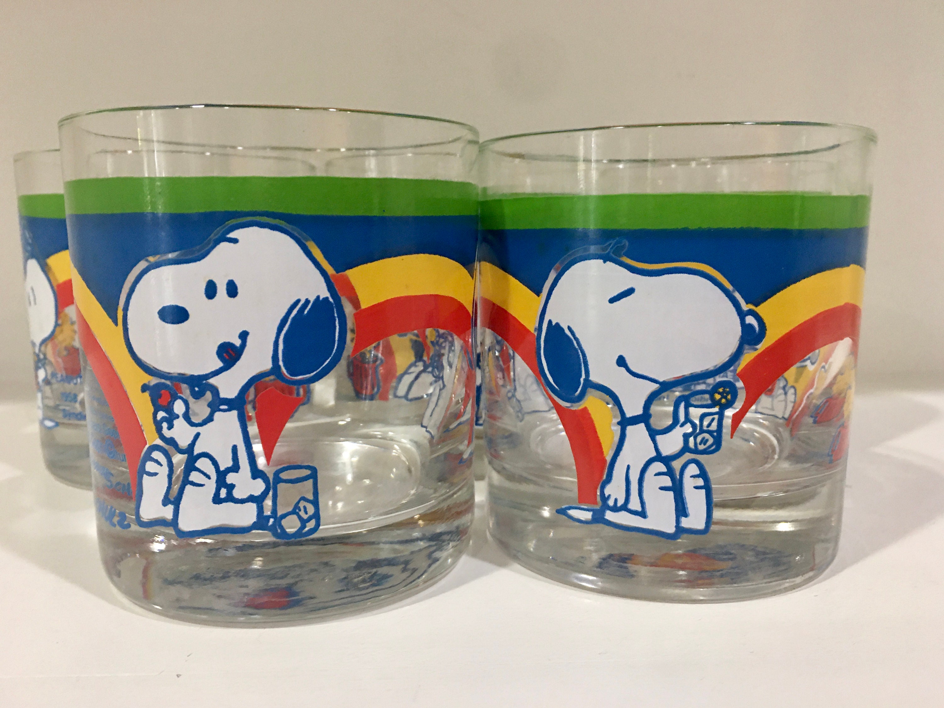 Snoopy and Woodstock Under a Rainbow Water Cocktail Highball - Etsy