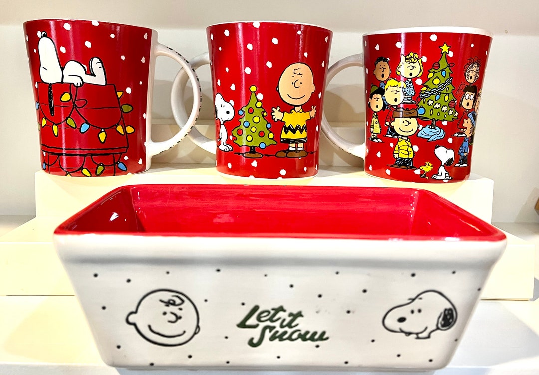 Peanuts Snoopy Christmas Mug or Bread Pan, Gibson Ceramic - Etsy