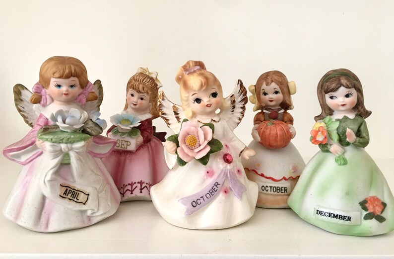 Birthday Month Girl Angel Figurine. April, September, October, December ...