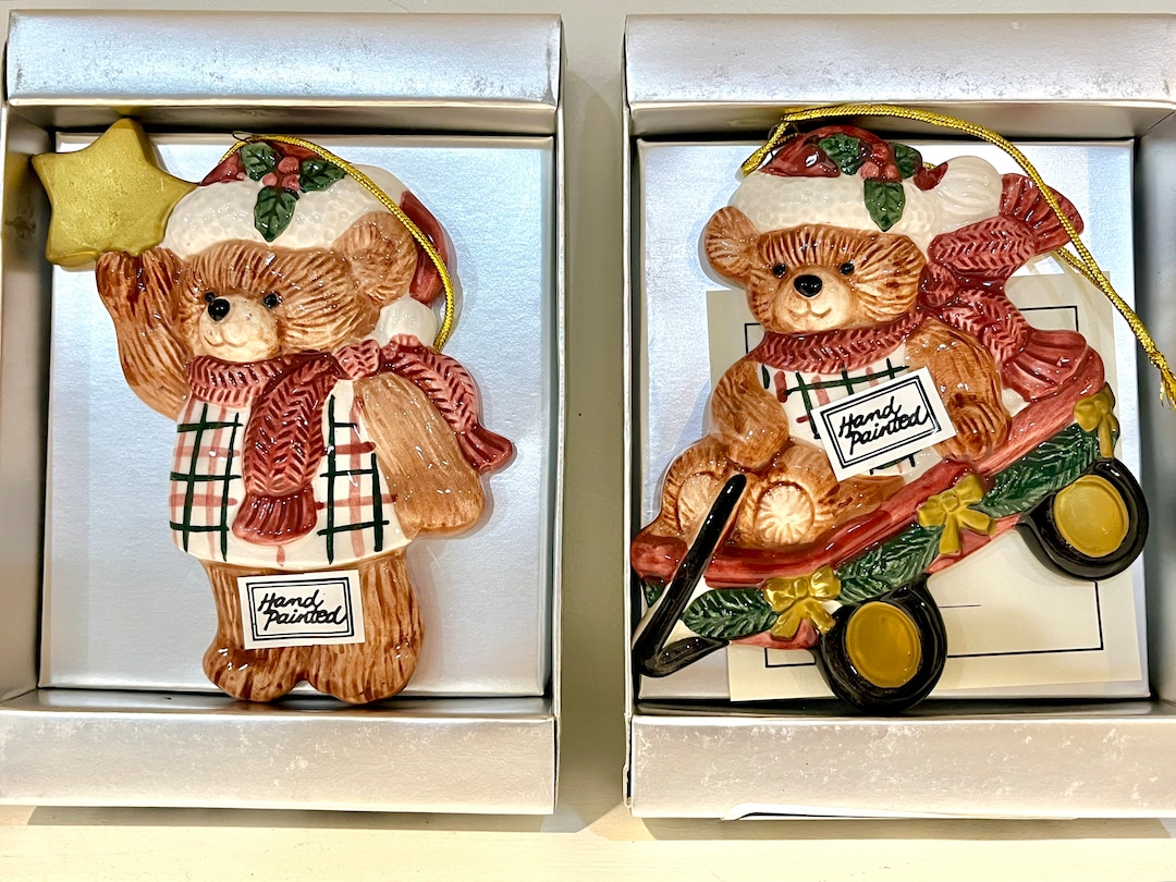 Fitz and Floyd Teddy Bear Ornament. Hand Painted 1992 Heirloom ...
