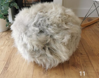 Handmade British Ivory Sheepskin Pouffe for Luxury Home Decor | Etsy