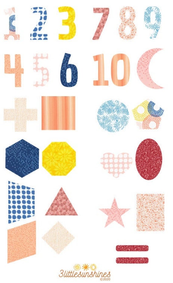 1-10 Wall Numbers and Shape Cutouts Pattern 1 | Etsy