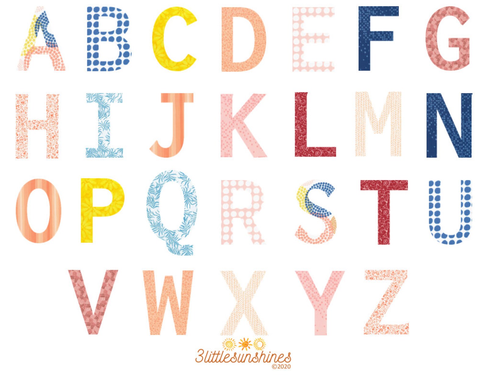 ABC Wall Letter Cutouts - Upper Case Pattern #1 - Etsy