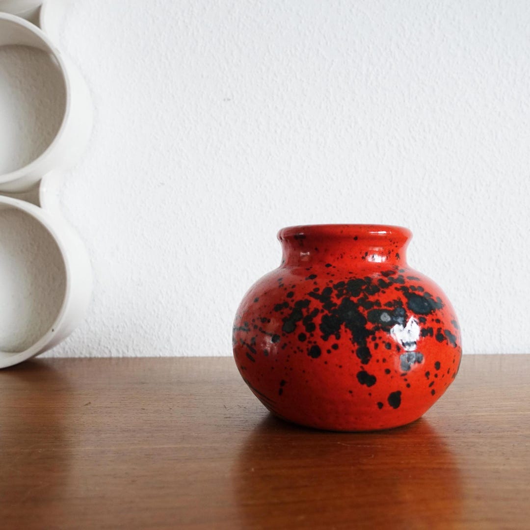 Marei Vase Form 6101 Orange Red Black Ball Vase Fat Lava 50s Vintage ...