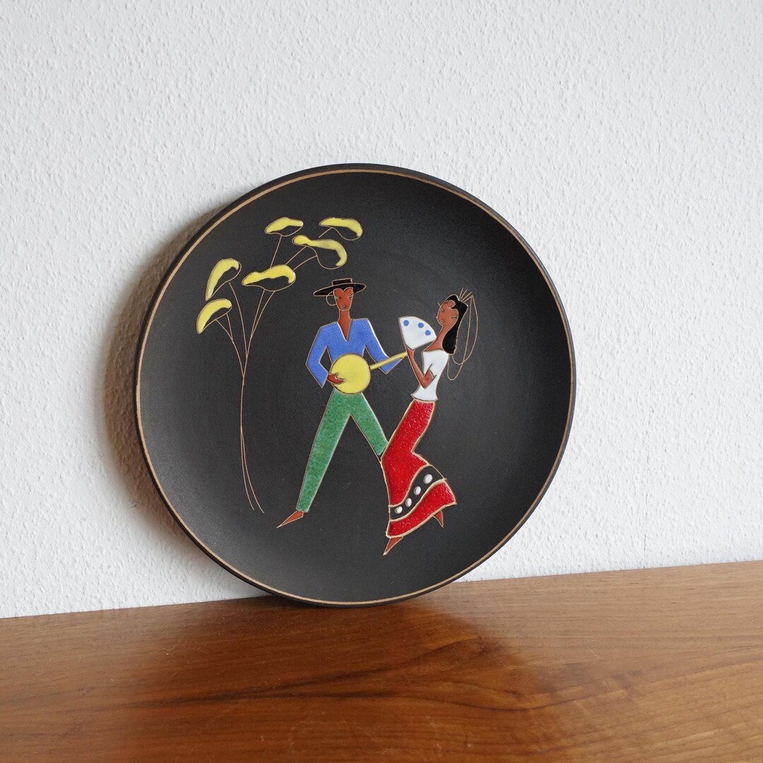 Wall Plate Wall Plate Ruscha Granada 717/2 Black Green Yellow 50s 60s ...