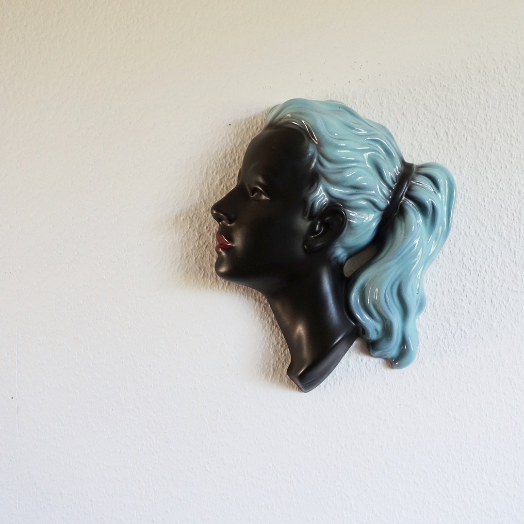 Cortendorf Wall Mask Woman Lady Black Blue Red Lips Form 3408 50s 60s ...