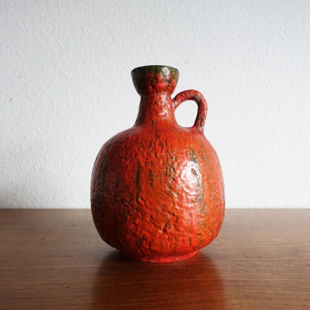 Ruscha Vase Form 333 Vulkano Vulcano Red Green Fat Lava 60s 70s Ball ...