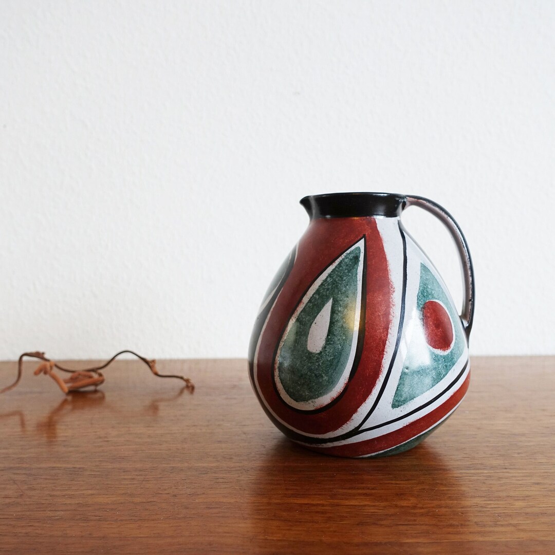 Krösselbach Vase Form 34 Cläre Zange Black Green Red Ceramic Vintage ...
