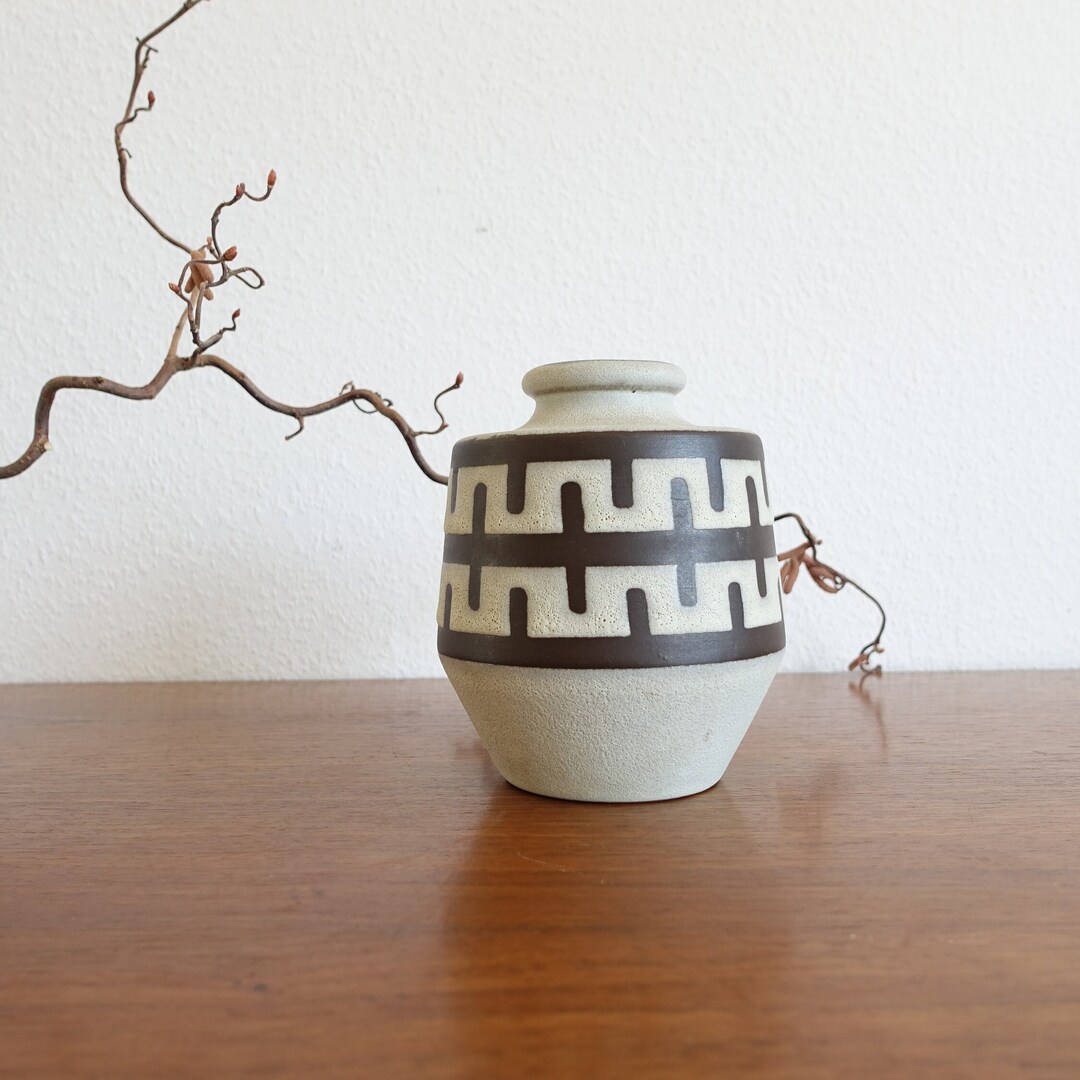 Steuler Vase Black White Gray Brown Form 133/15 Fat Lava 50s - Etsy