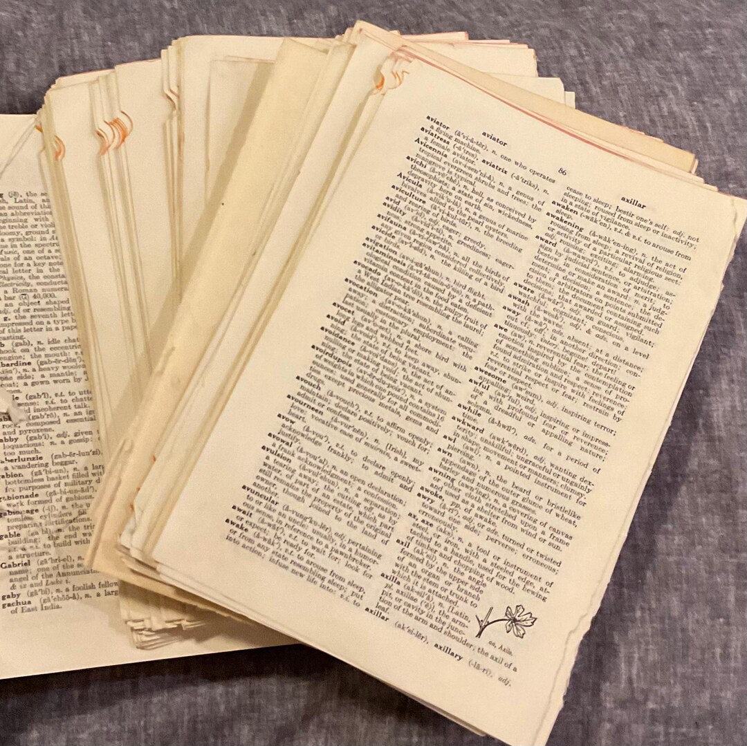 Vintage 1943 Webster Approved Dictionary 25page Embellishment Paper ...