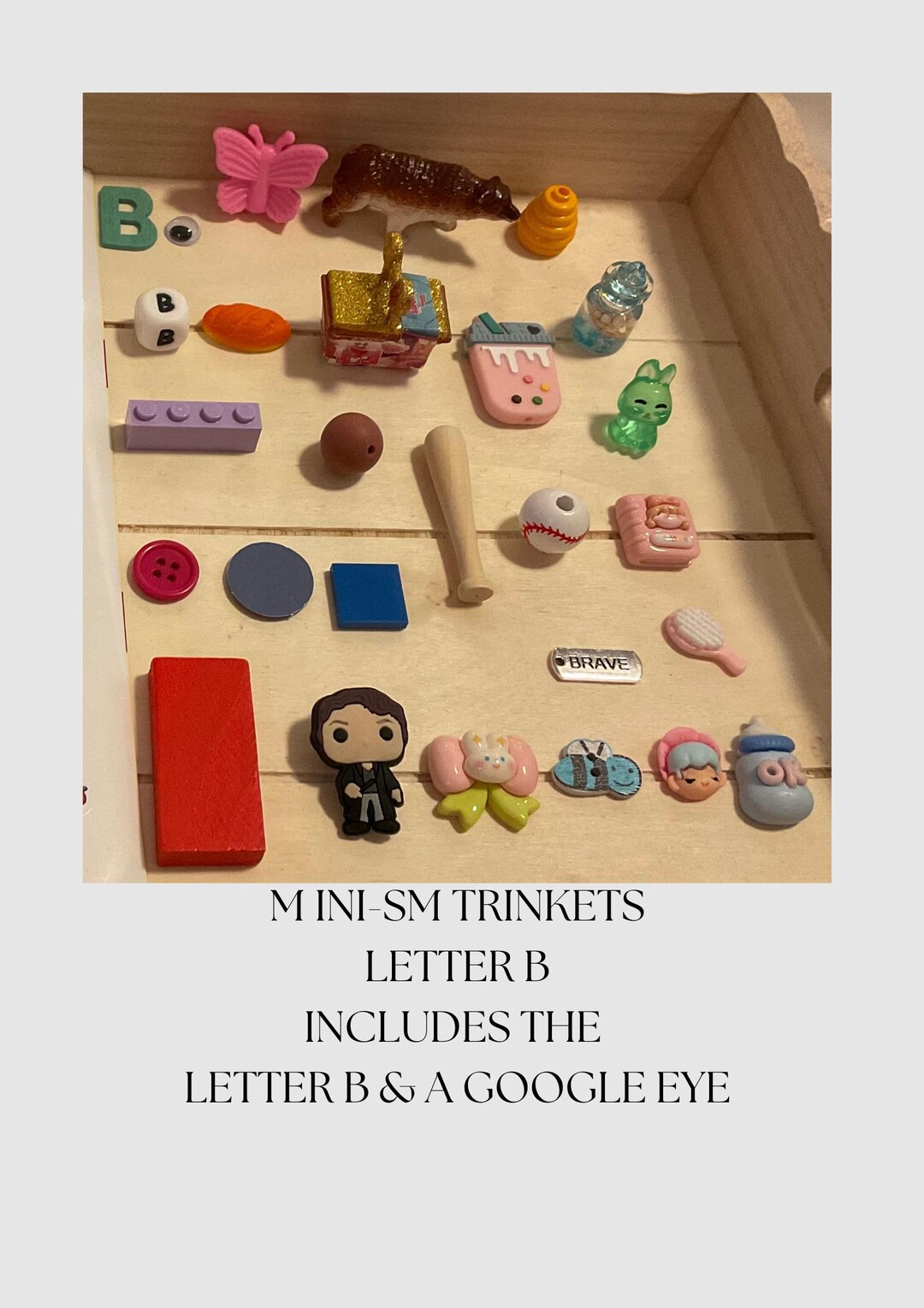 25 Piece Letter B Themed Miniature Trinkets Set Bear, Bunny, Bottle ...