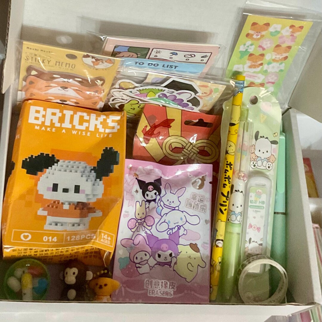Kawaii Mystery Lucky Box, Sticky Notes, Memo Sheets, Stickers, Eraser ...