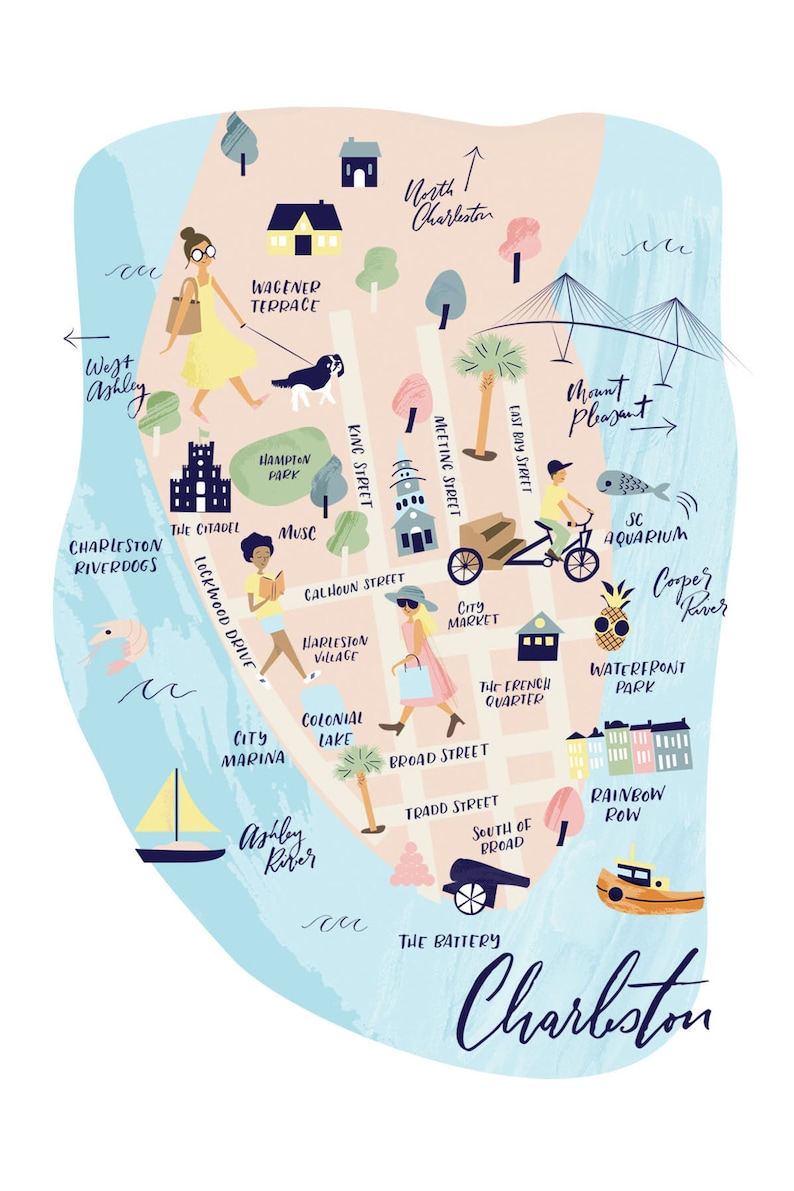 CHS Map Postcard 4x6 Charleston Souvenir - Etsy