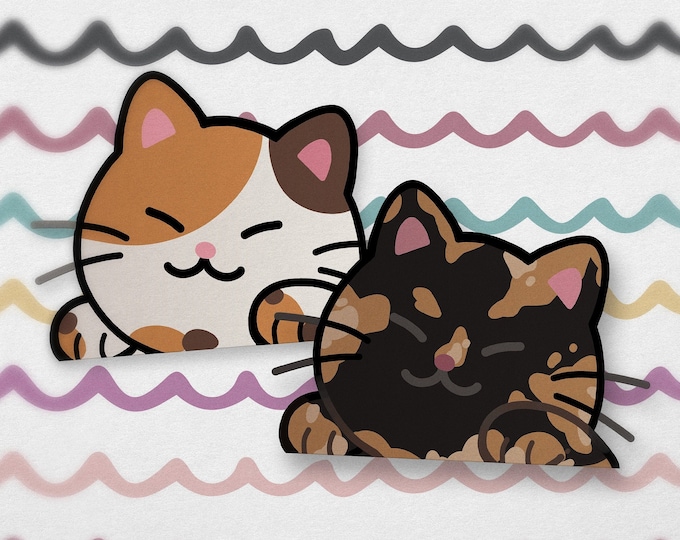 Calico Cat Peeker Sticker Tortoiseshell tortie Cat Peeker Sticker Car ...