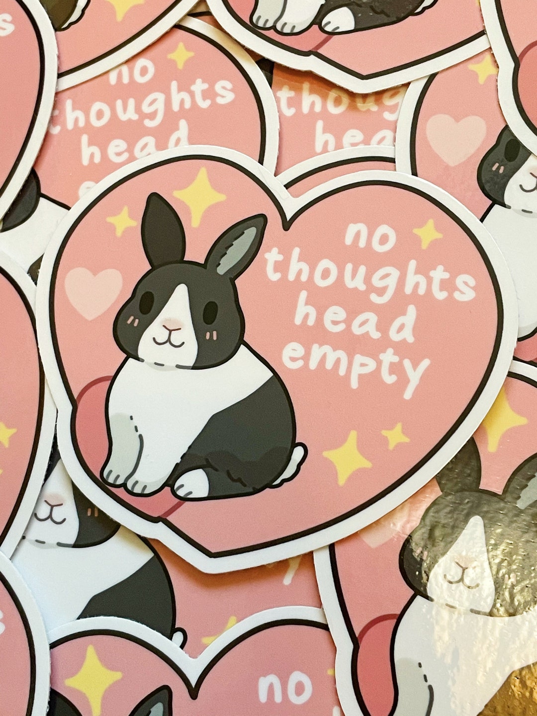 No Thoughts Head Empty Bunny Vinyl Sticker | Cute Meme Sticker | Laptop ...
