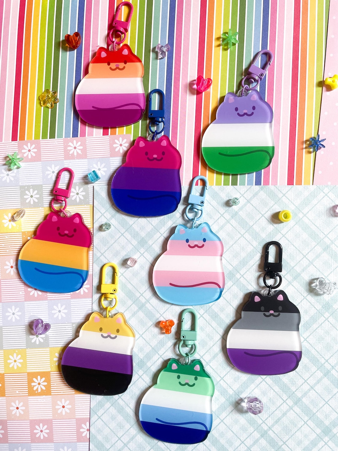 Purr-ide Cat Keychains | Cute Pride Cats | LGBTQ, Gay, Lesbian, Trans ...