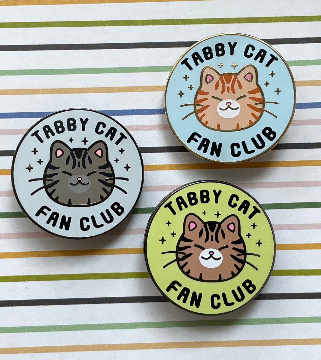 Tabby Cat Fan Club Hard Enamel Pins | | Orange Tabby Cat, Dilute Orange ...