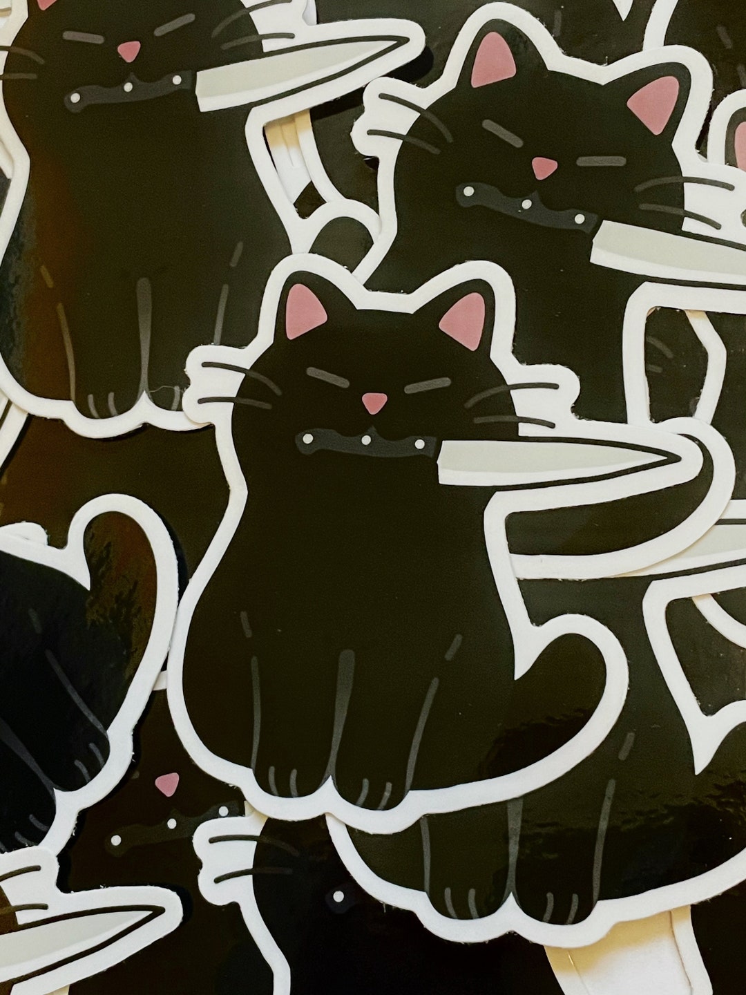 Knife Cat Vinyl Sticker | Gifts for Cat Lovers, Black Cat Sticker ...