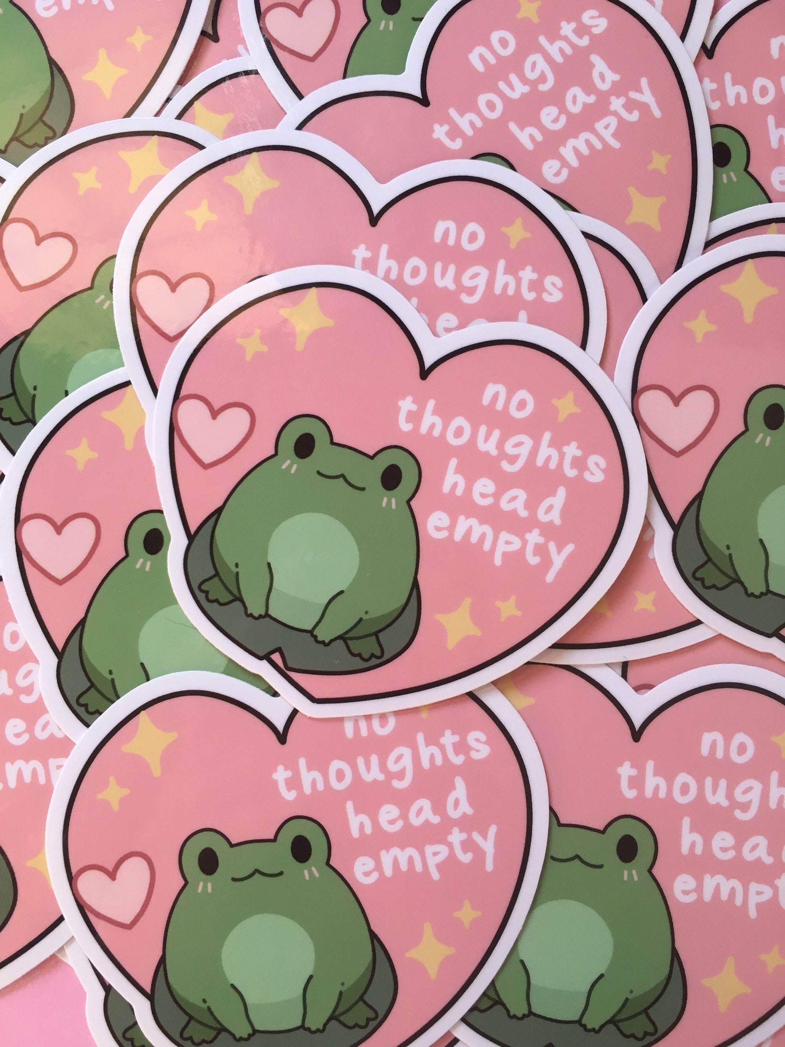 No Thoughts Head Empty Vinyl Sticker | Cute Frog Meme Sticker | Laptop ...