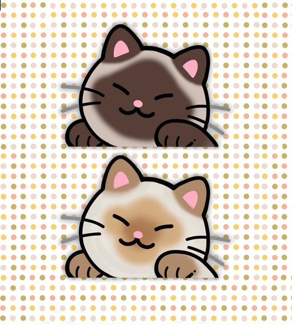 Siamese Cat Peeker Sticker Flame Point Peeker Sticker Seal - Etsy