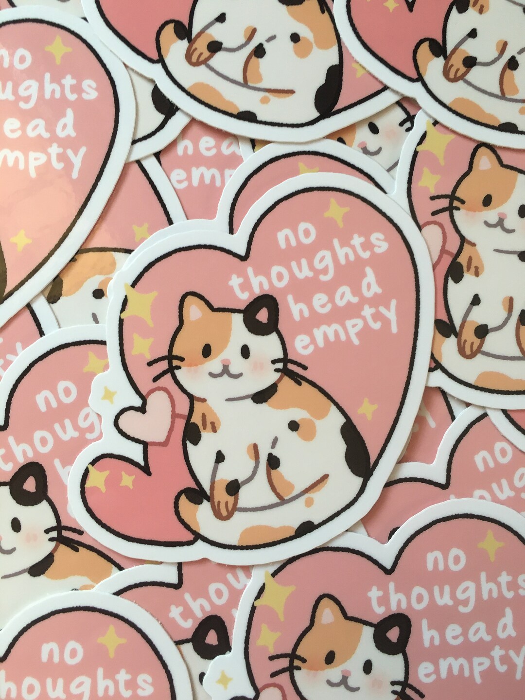 No Thoughts Head Empty Vinyl Sticker | Cute Cat Meme Sticker | Laptop ...