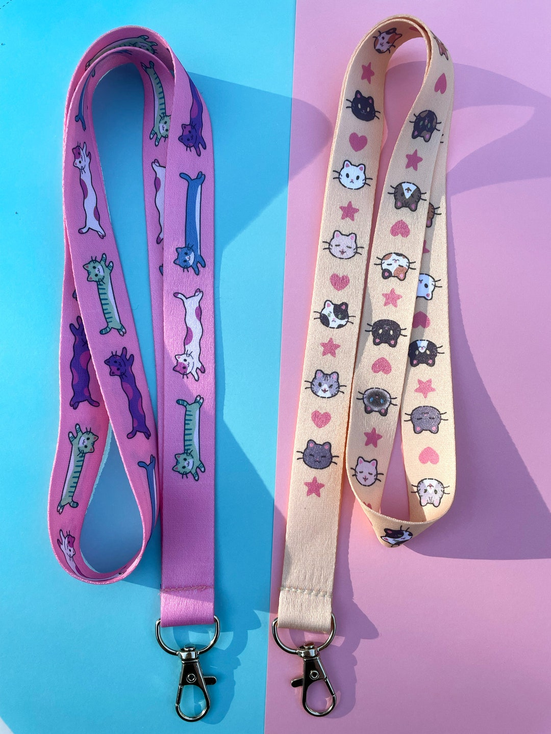 Cat Lanyards Cute Long Cats ID Holder Kawaii Cat Face Keys Holder - Etsy