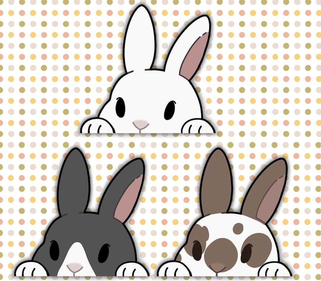 Bunny Peeker Stickers | Dutch Rabbit | Brown Spotted Bunny | White ...