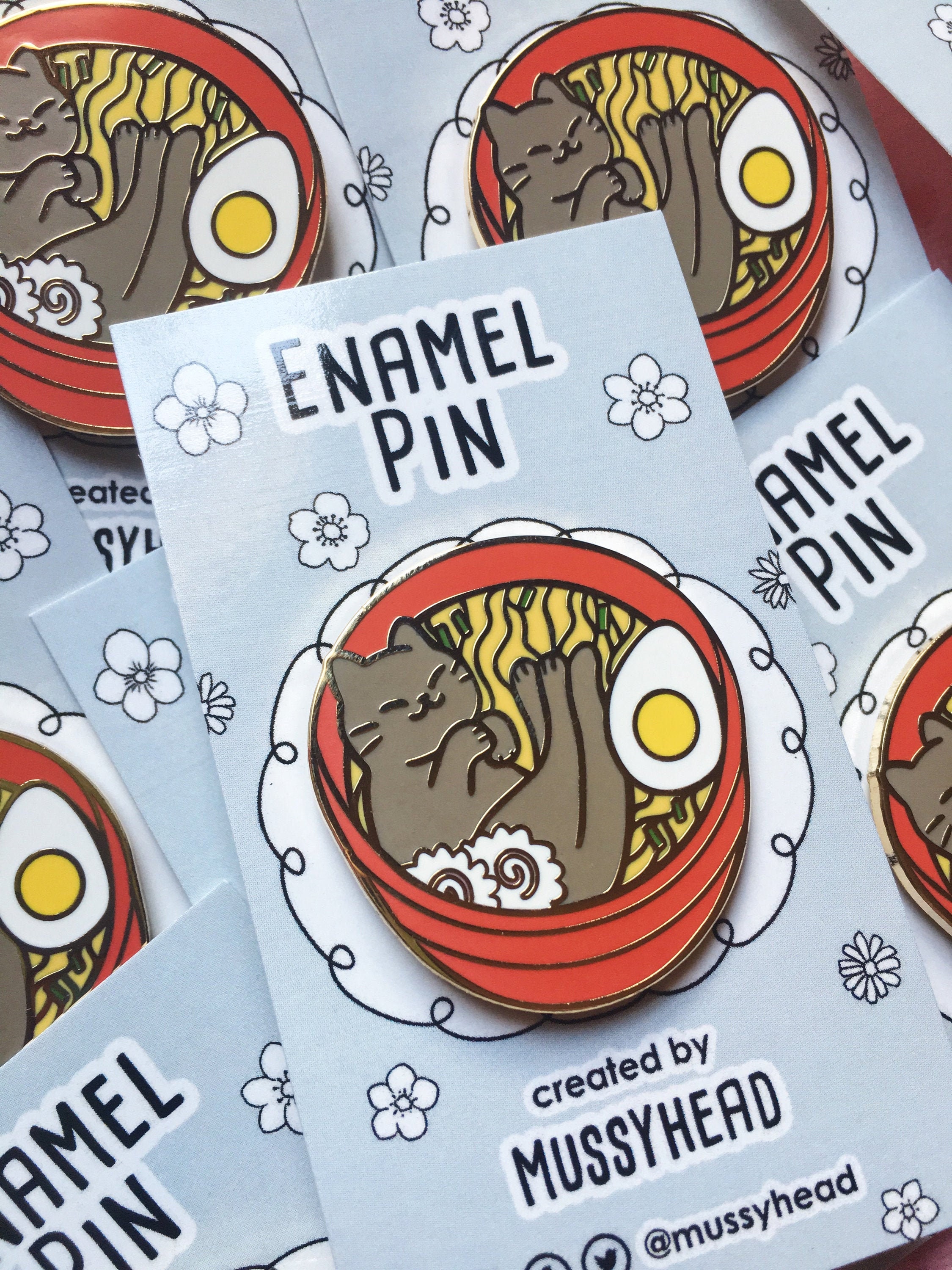 Ramen Cat Hard Enamel Pin Cute food pin kawaii cat pin | Etsy