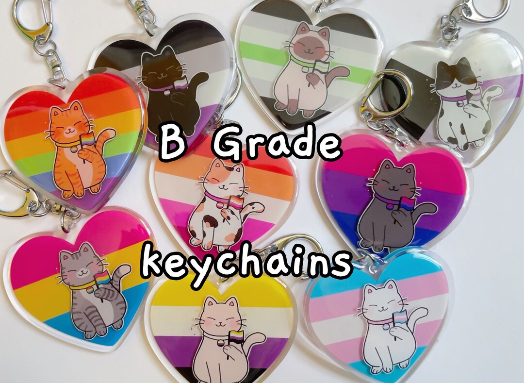 FLAWED B-GRADE Purr-ide Keychains | Pride Cat Acrylic Keychain | LGBTQ ...