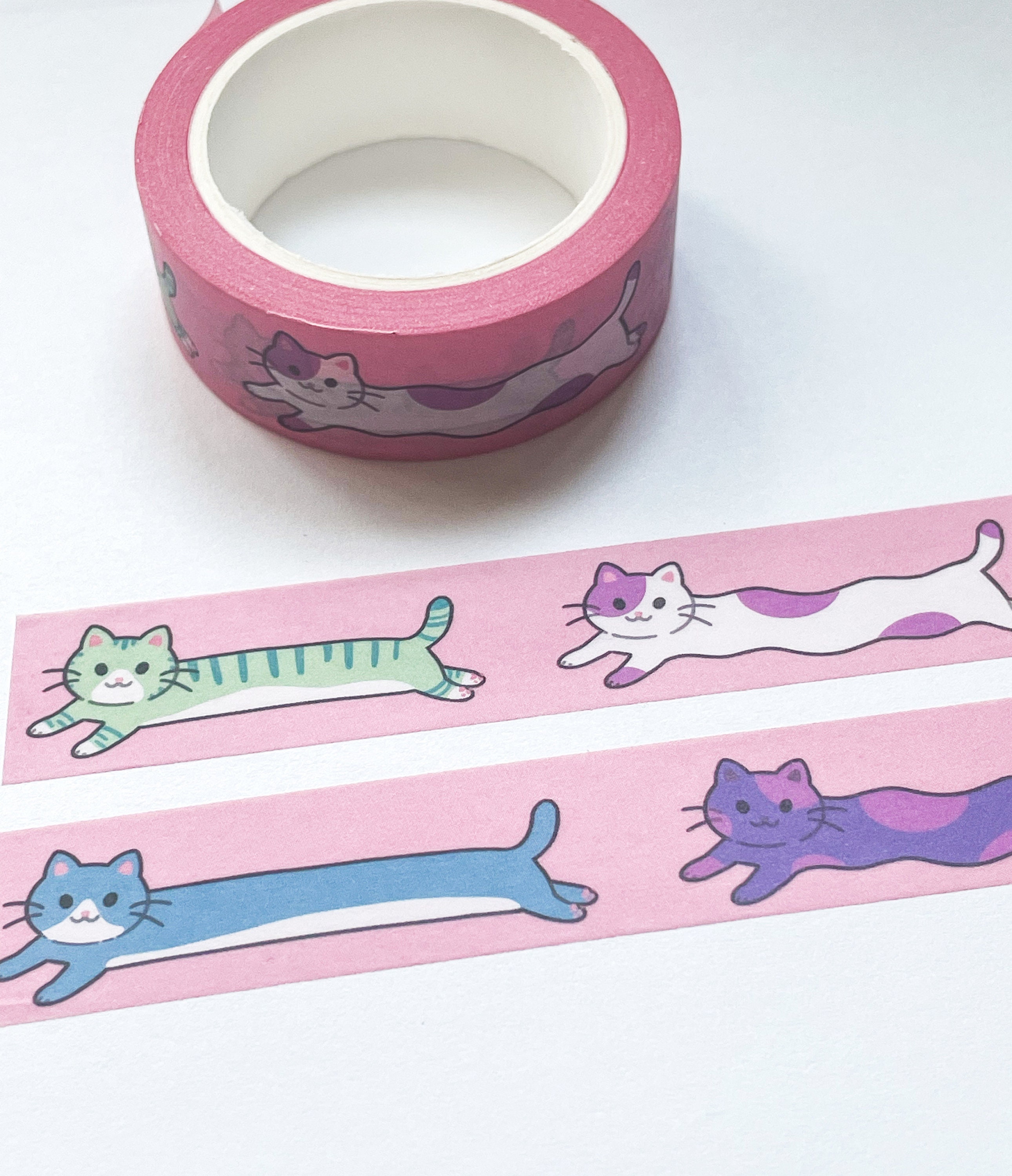Long Cats Washi Tape | Cute Washi Tape | Kawaii Stationary | Colorful ...