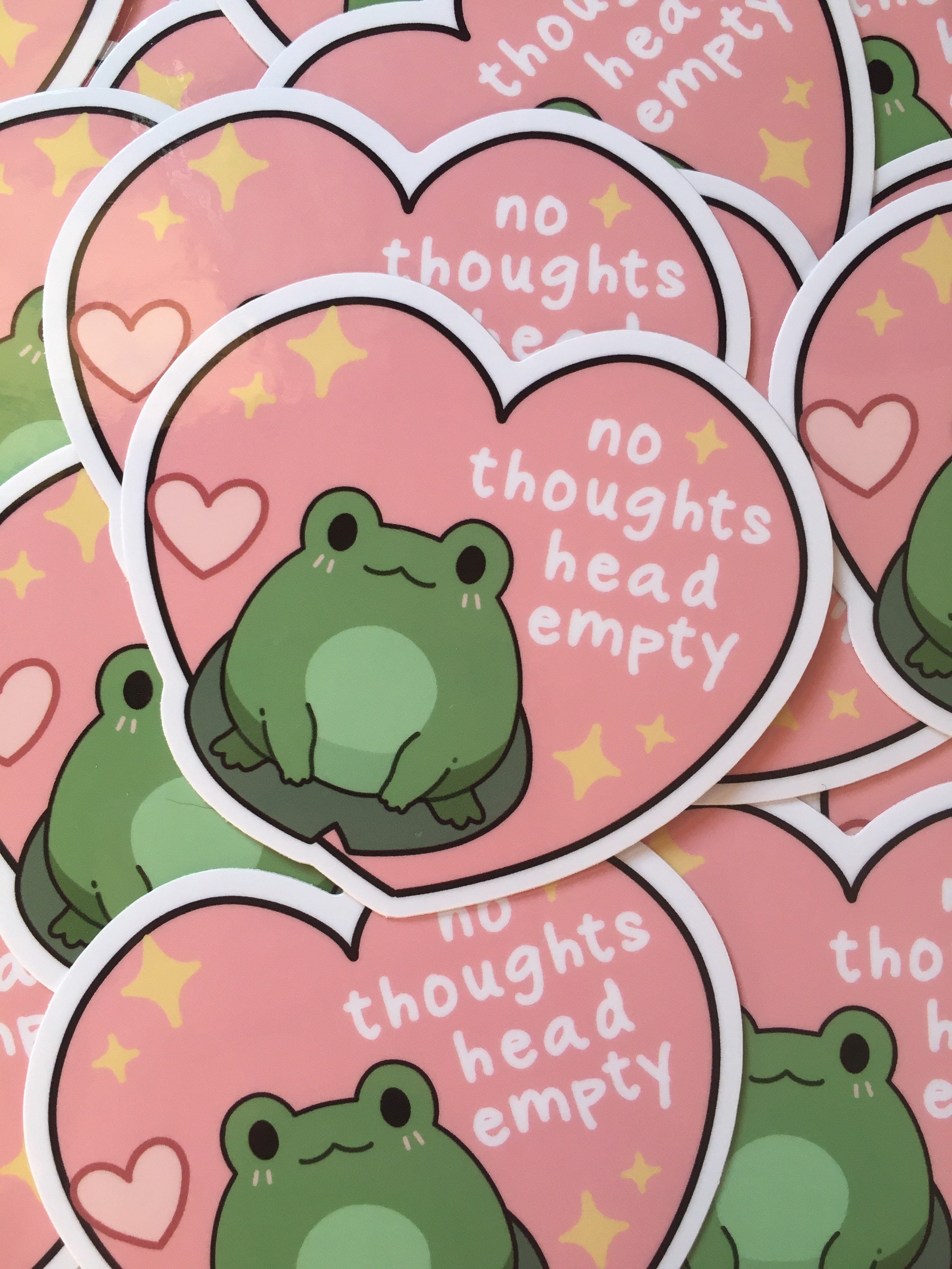 No Thoughts Head Empty Vinyl Sticker Cute Frog Meme Sticker | Etsy